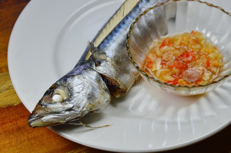 Steamed Saba Fish with Soy Sauce Stock Image - Image of dish, closeup ...