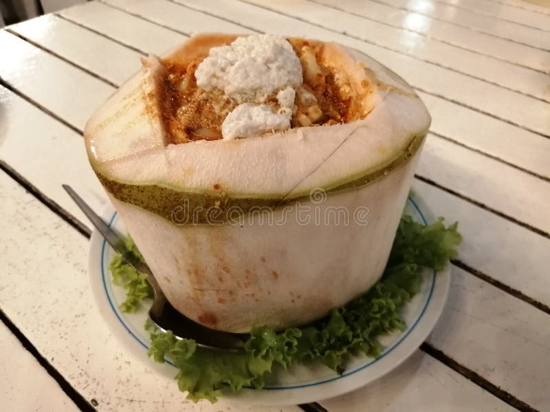 Steamed Seafood Combo with Coconut Stock Photo - Image of coconut ...