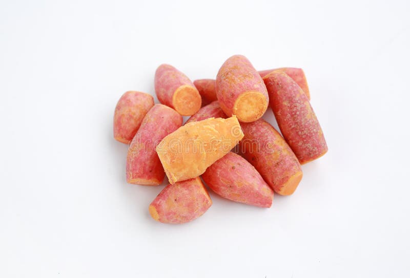 Steamed Small Sweet Potato on White Background Stock Image - Image of ...