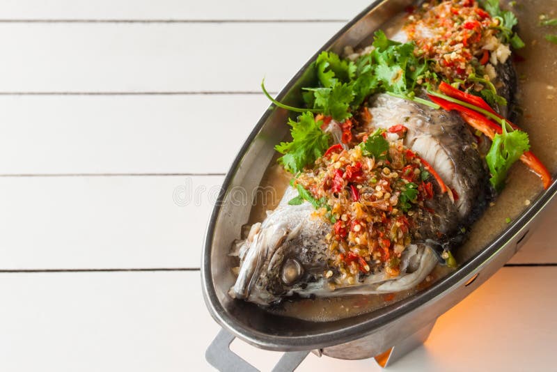 Steamed Snapper Fish with Lemon Stock Image - Image of meal, chili ...