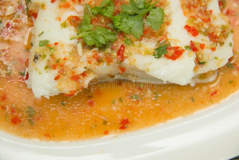 Steamed Snow Fish with Spicy Sauce Stock Image - Image of meal, chinese ...
