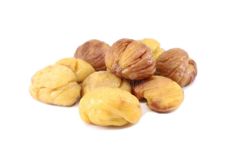 Steamed Soft Chestnuts on White Background. Stock Photo - Image of ...