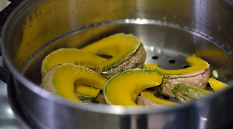 Steamed squash in steamer stock photo. Image of delicious - 162324174