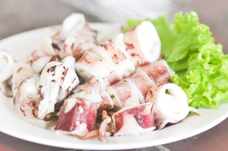 Steamed Squid or Sliced Squid Stock Photo - Image of fresh, ingredient ...