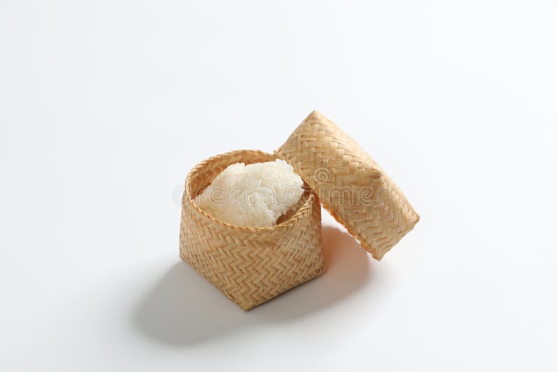 Steamed Sticky Rice is in Bamboo Container Stock Image - Image of ...
