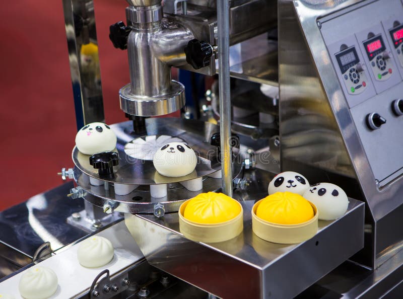 Steamed Stuff Bun Making Machine Stock Photo - Image of manufacturing ...