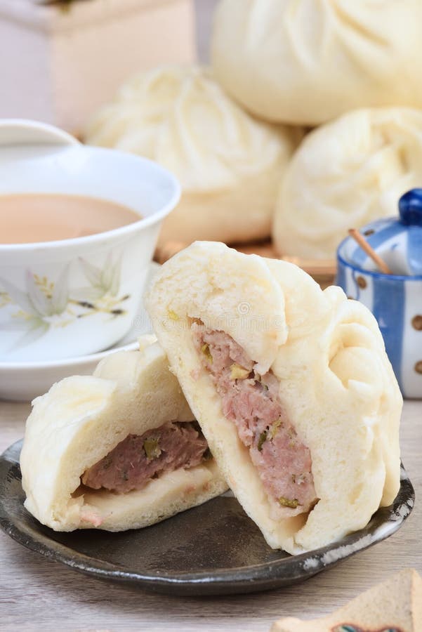 Steamed stuffed bun stock image. Image of mantou, meat - 120518155