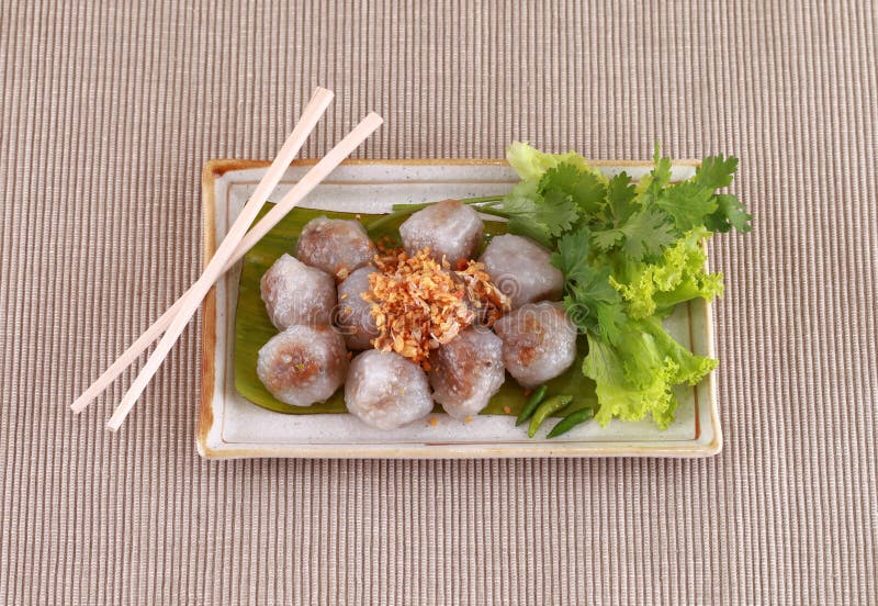 Steamed Tapioca Dumpling with Pork Stock Image - Image of bake, home ...