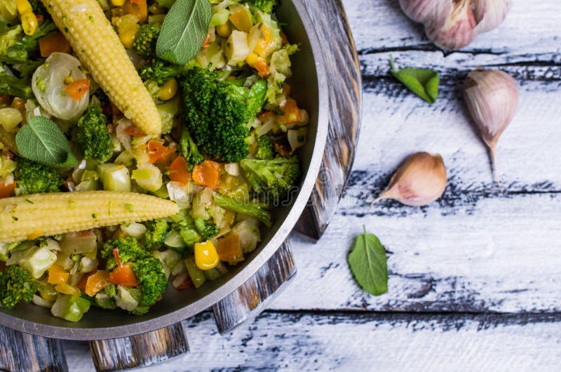 Steamed vegetable mix stock photo. Image of home, board - 103854304