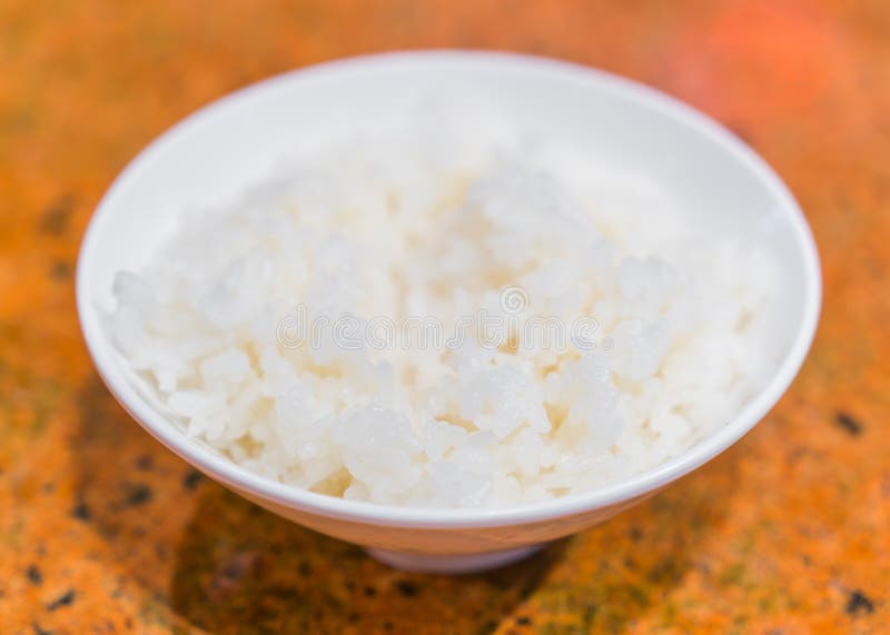 Steamed White Rice in Cup on Table . Stock Image - Image of steam ...