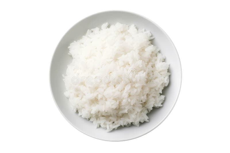 Steamed White Rice on White Plate, on White Background Stock ...
