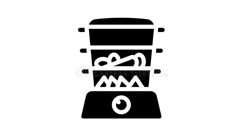Steamer Kitchen Device Glyph Icon Animation Stock Video - Video of ...