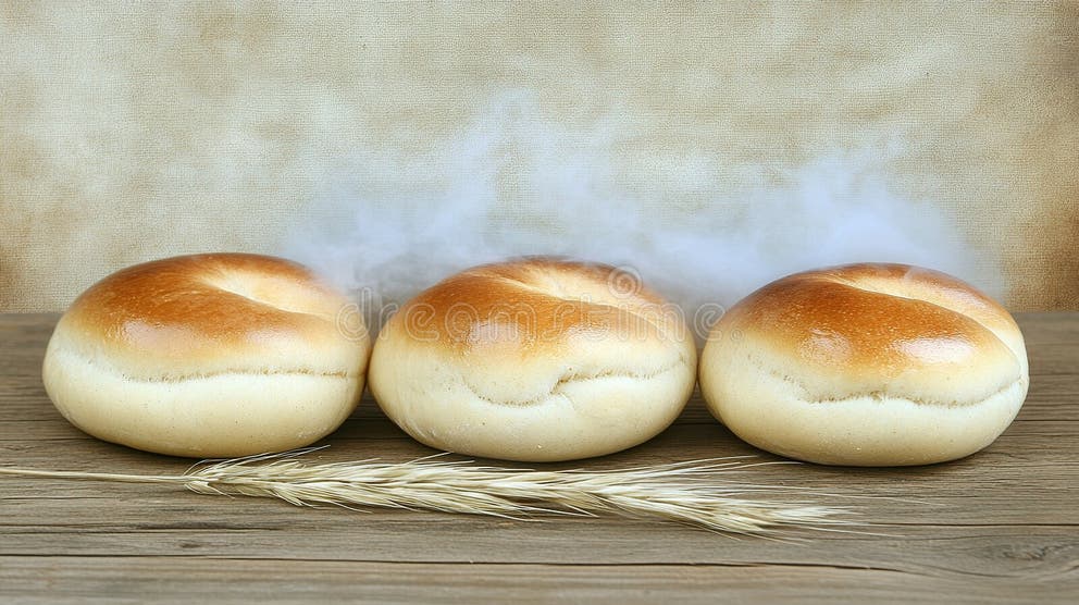 Steaming Bagels on Rustic Wood, Parchment Background Stock Image ...