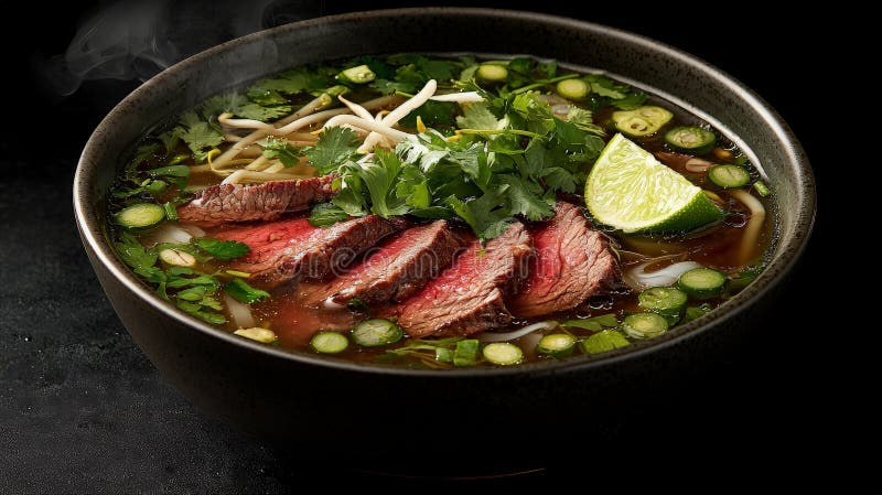 Steaming Beef Pho Dark Bowl Stock Photos - Free & Royalty-Free Stock ...
