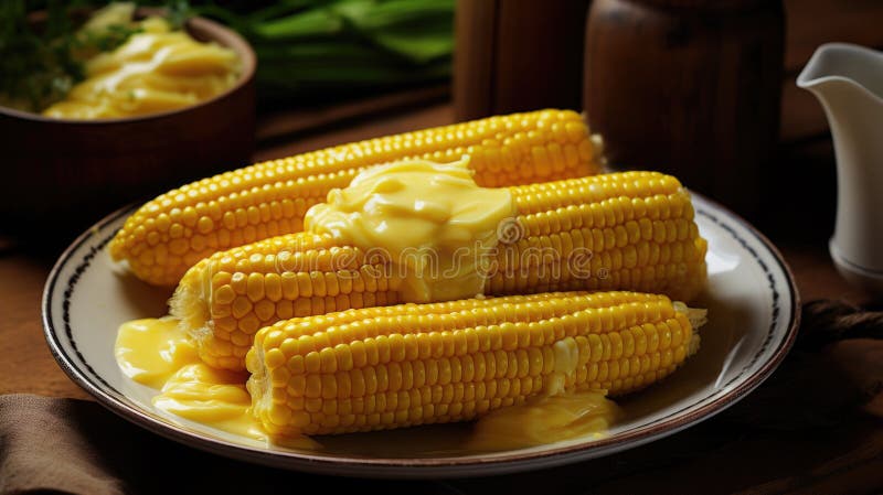 Steaming Boiled Corn Drizzled with Melted Butter, a Comforting Snack ...