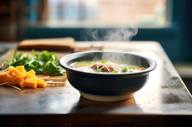 Steaming Bowl of Soup with Melting Cheese on Top Stock Photo - Image of ...