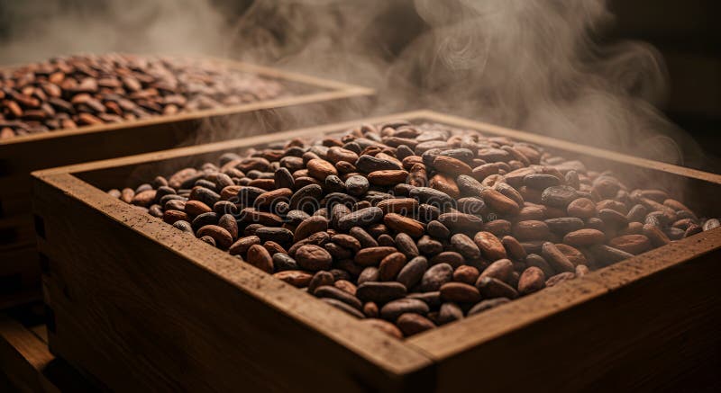 Steaming Cacao Beans in Wooden Crates: a Glimpse into Chocolate Making ...