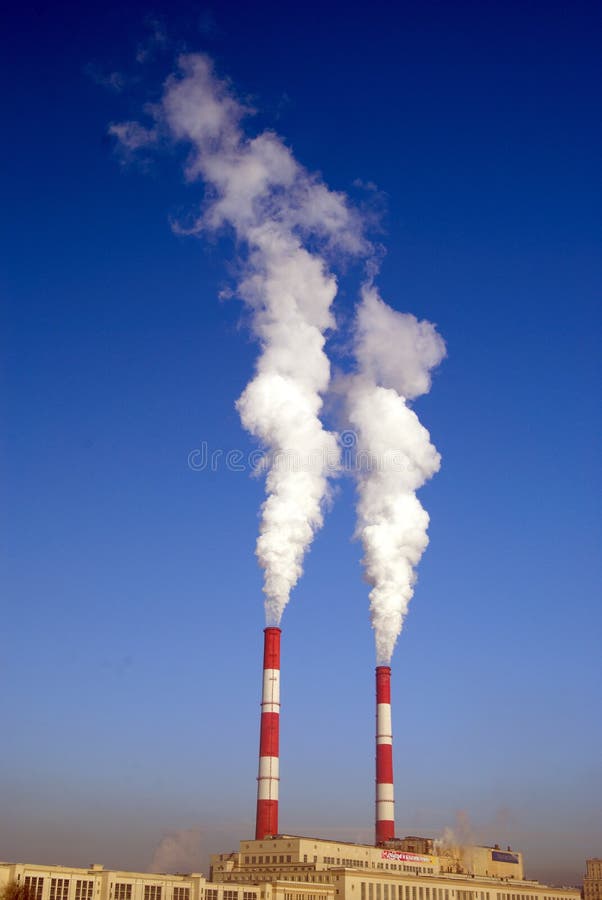 Steaming Chimney of Power Plant Stock Image - Image of plant, steam ...