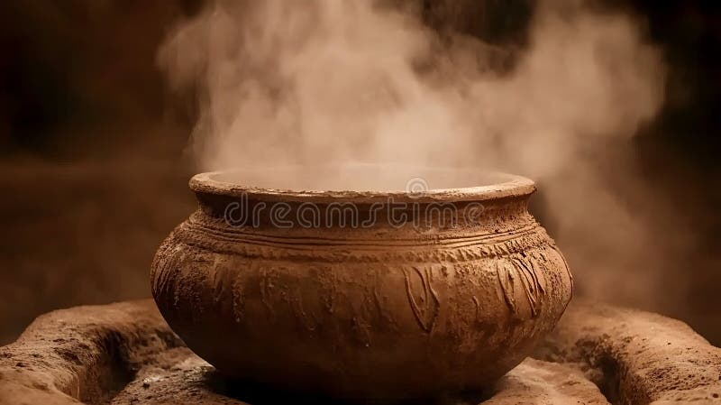 Steaming Clay Pot stock illustration. Illustration of clay - 374617776