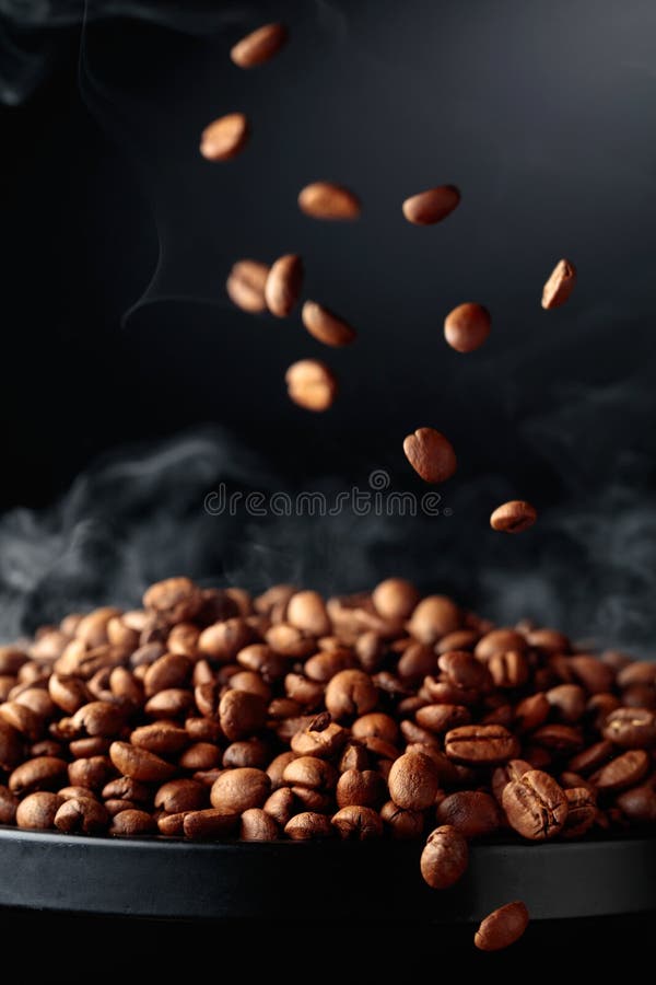 Steaming Coffee Beans in Movement Stock Image - Image of arabica, heat ...