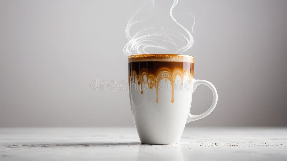 Steaming Coffee Cup with Drip Effect, Minimalist and Artistic Design ...