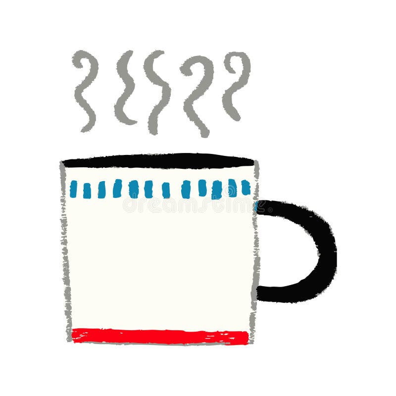 Steaming Coffee Mug with Decorative Patterns in Hand Drawn Doodle Style ...