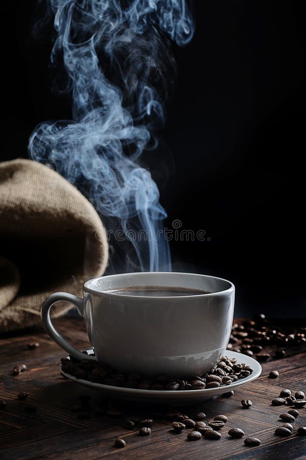 Steaming Coffee in White Cup Backlite Stock Image - Image of caffeine ...