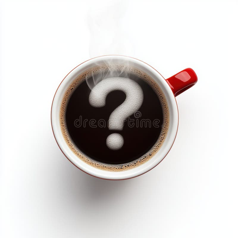 Steaming Cup of Coffee with Question Mark in Foam Stock Illustration ...