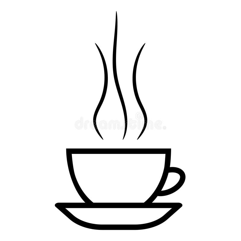 Steaming Cup of Coffee or Tea Represented As a Simple Icon with Smooth ...