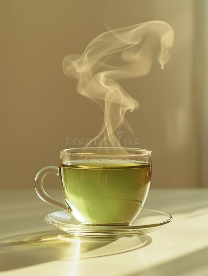 Steaming Cup Green Tea Glass Sunny Morning Stock Photos - Free ...