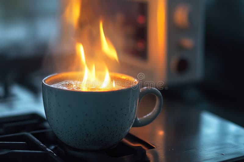 A Steaming Cup of Hot Coffee Sits on a Stove Stock Image - Image of ...