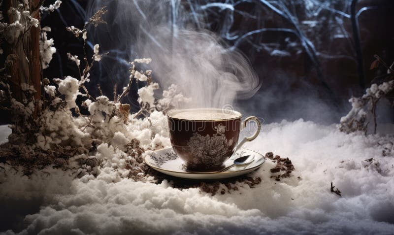 A Steaming Cup of Java on a Delicate Saucer Stock Illustration ...