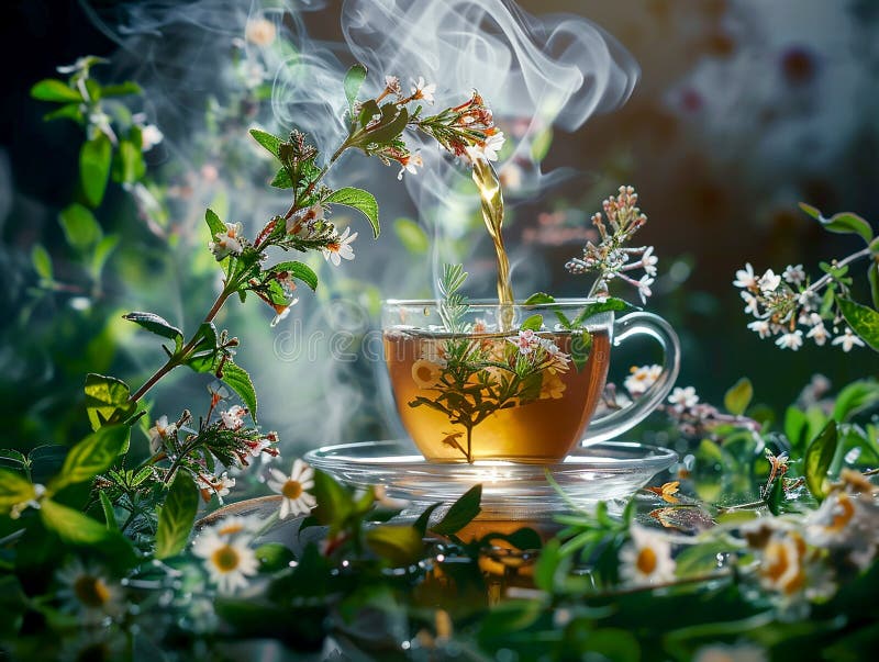 Steaming cup of tea stock illustration. Illustration of relax - 320060810
