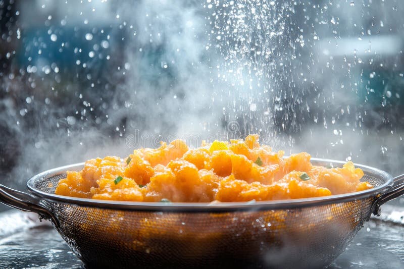 Steaming Freshly Cooked Beans Metal Colander Kitchen Stove Stock Photos ...