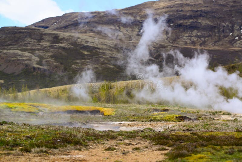 Steaming Geothermal Hot Water Iceland Stock Photo - Image of north ...