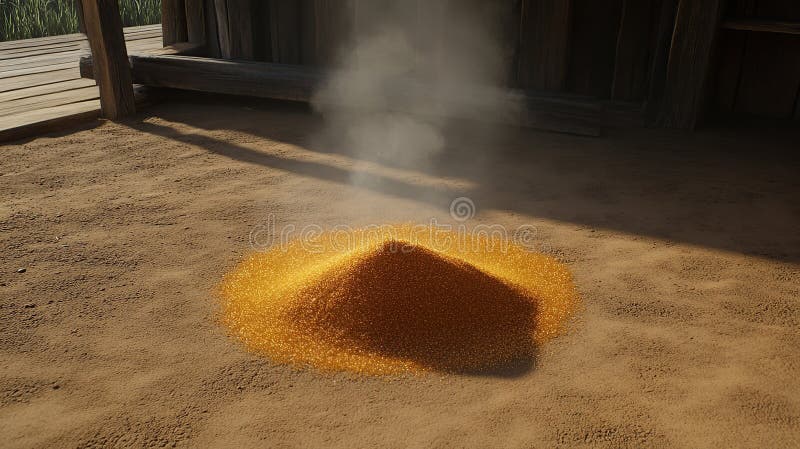 Steaming Grain Pile, Rustic Shed, Sunlight, Outdoors, Food Stock Photo ...