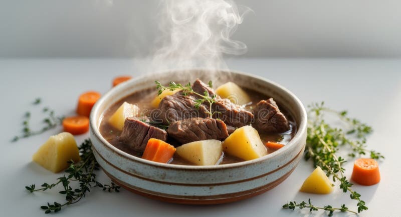 Steaming Hot Beef Stew Simmering with Potatoes Stock Image - Image of ...