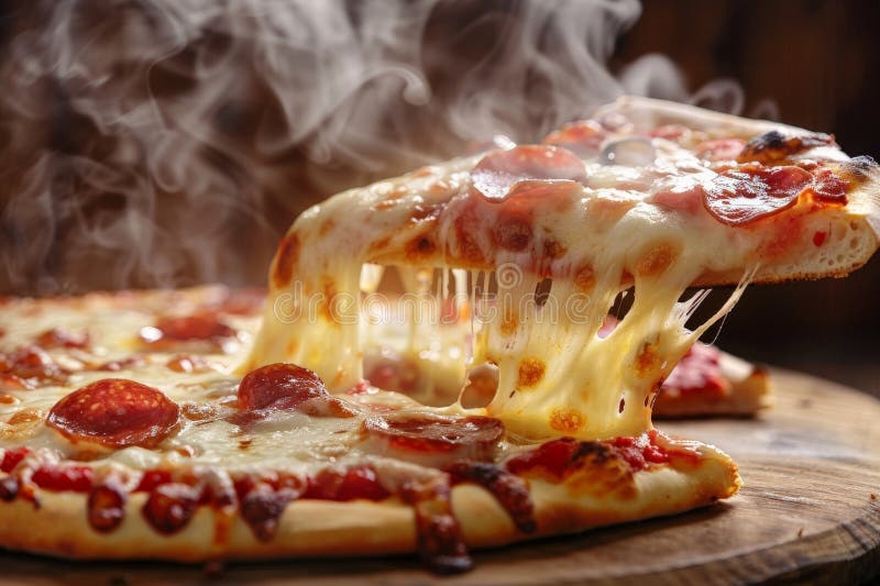 Steaming Hot and Cheesy Pizza Slice Stock Illustration - Illustration ...