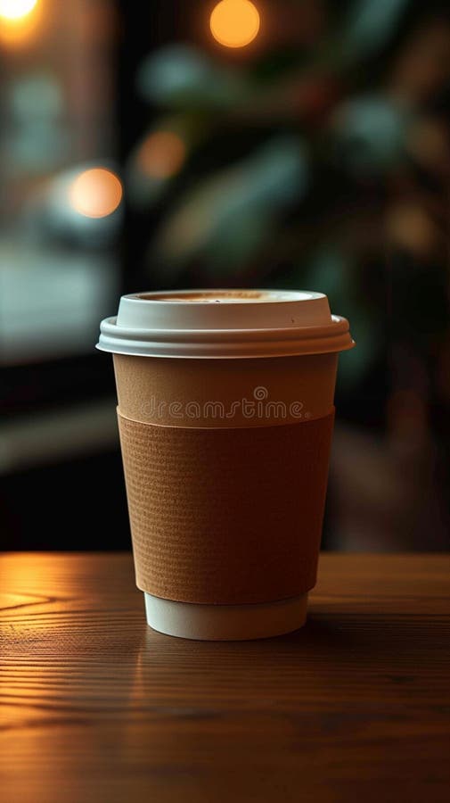 Steaming Hot Coffee in a To Go Cup on an Indoor Table Stock ...