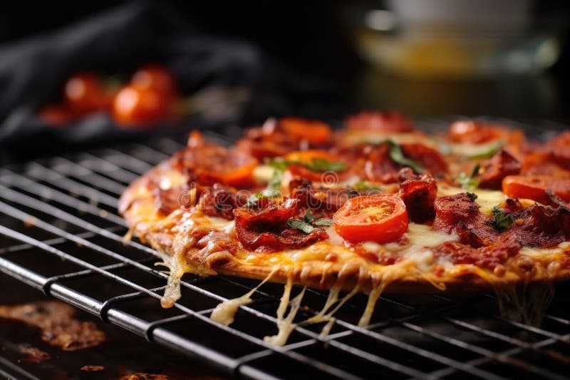 Steaming Hot Homemade Pizza on Cooling Rack Stock Image - Image of ...