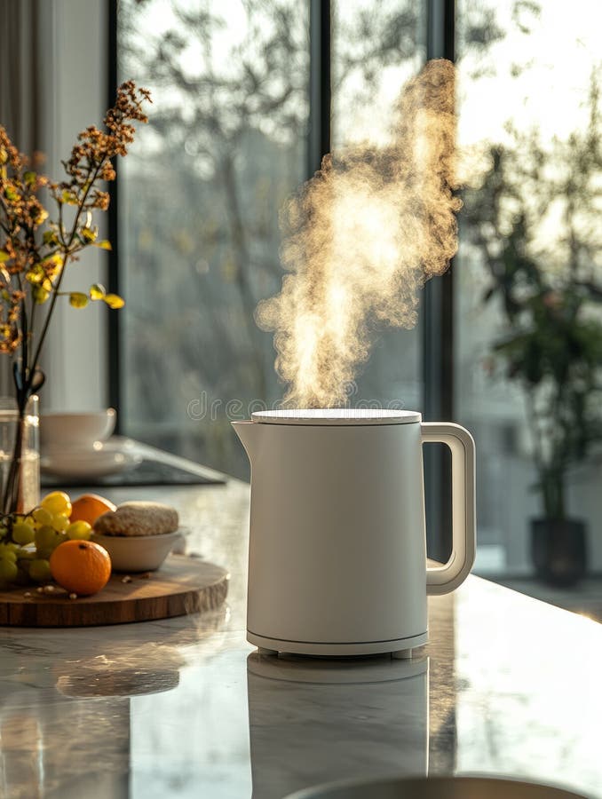 Steaming Kettle Kitchen Counter Morning Light Stock Photos - Free ...