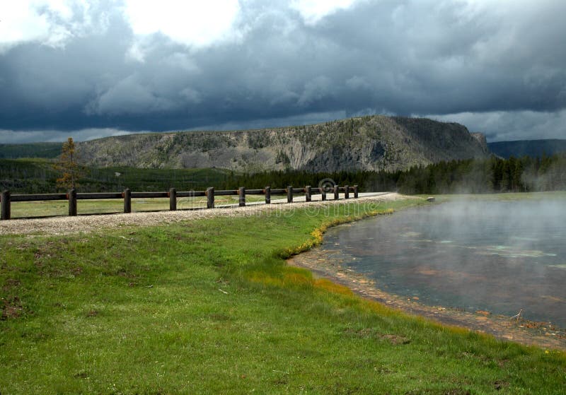 Steaming lake Yellowstone stock image. Image of attraction - 11499773