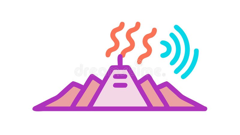 Steaming Mountain Peak, Volcanic Activity Icon, Vector Design ...