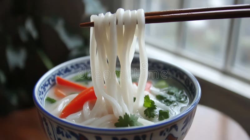 Steaming Noodles are Placed in a Bamboo Steamer at a Restaurant Stock ...