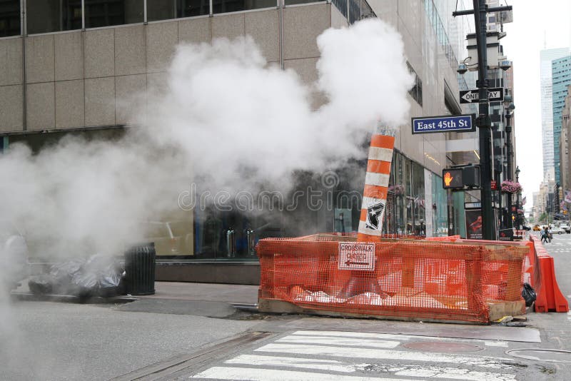 Steaming Pipe in Midtown Manhattan Editorial Stock Image - Image of ...