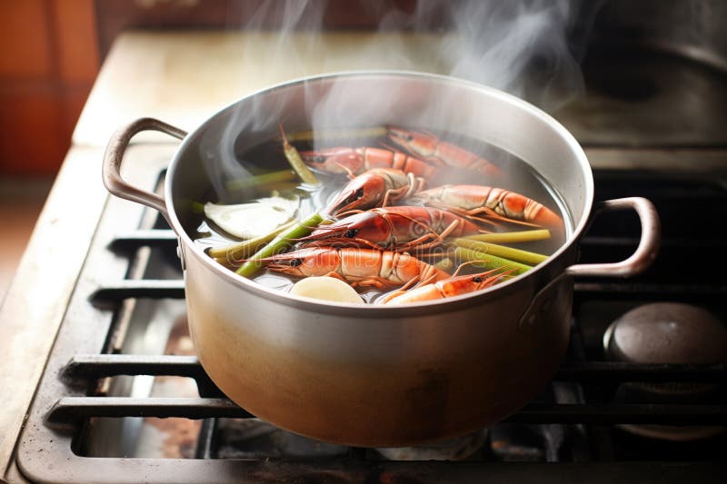 Steaming Pot of Lobsters at a Boil Stock Image - Image of cooking ...