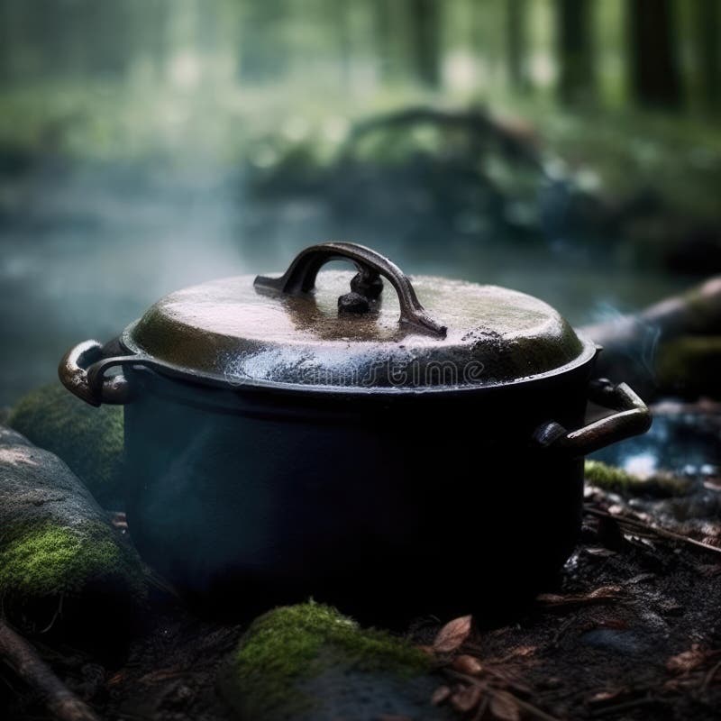 Steaming Pot in the Woods, Created Using Generative Ai Technology Stock ...