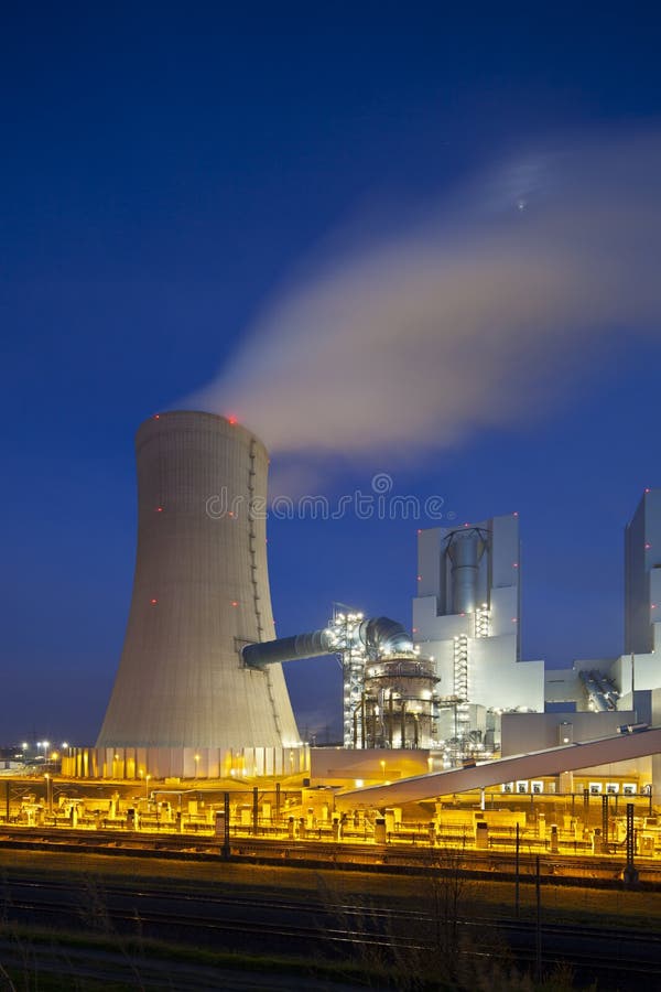 Flue-gas Desulfurization Plant at Night Stock Photo - Image of lignite ...