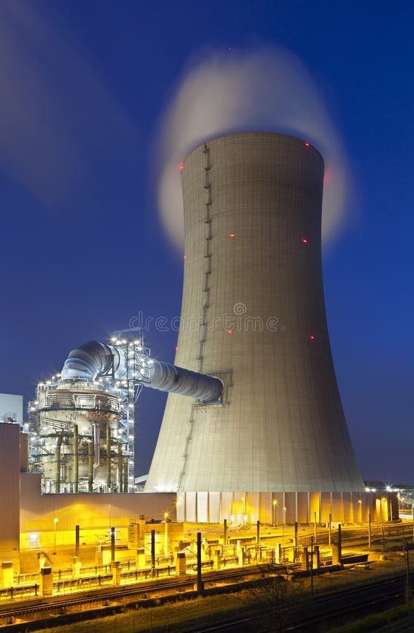 Flue-gas Desulfurization Plant at Night Stock Photo - Image of lignite ...