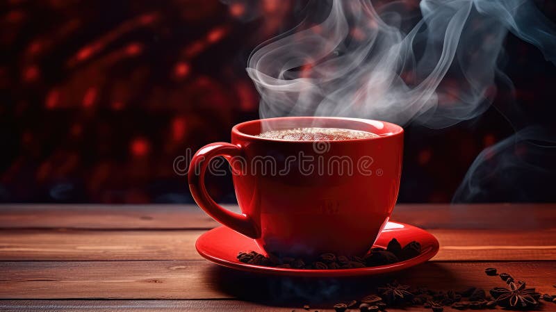 Steaming red mug stock illustration. Illustration of cozy - 368721970
